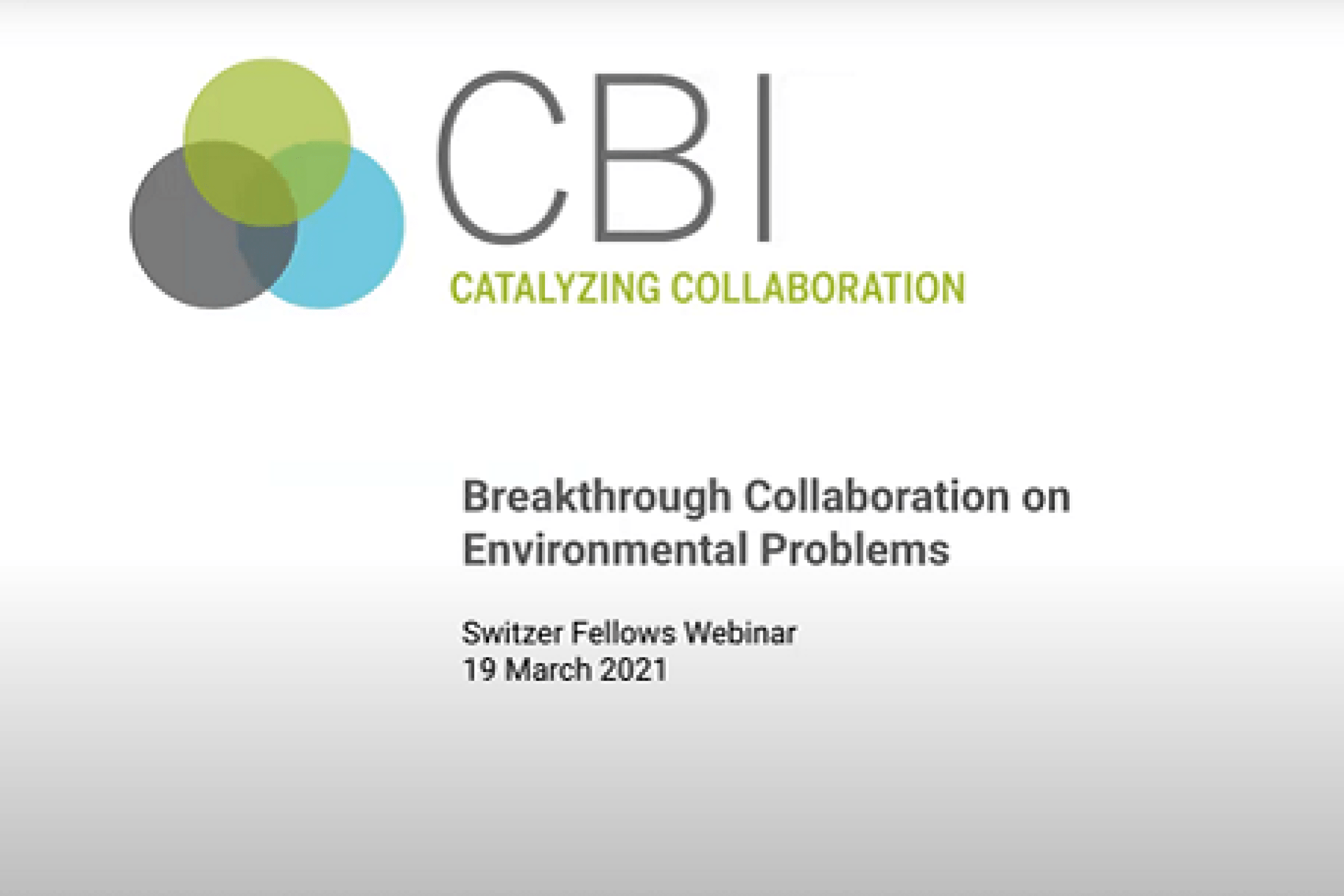 Breakthrough Collaboration on Environmental Problems: Lessons from the ...